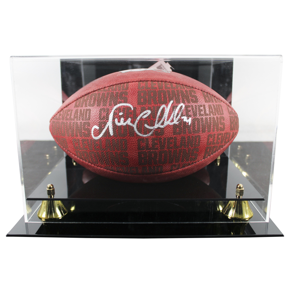 Nick Chubb Signed Wilson "The Duke" Browns Logo Football with Display ...