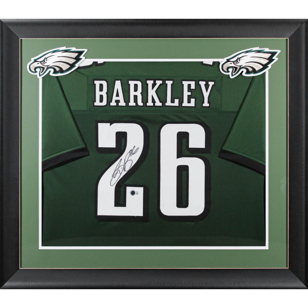 Saquon Barkley Signed Custom Framed Jersey Display (Beckett) | Pristine ...