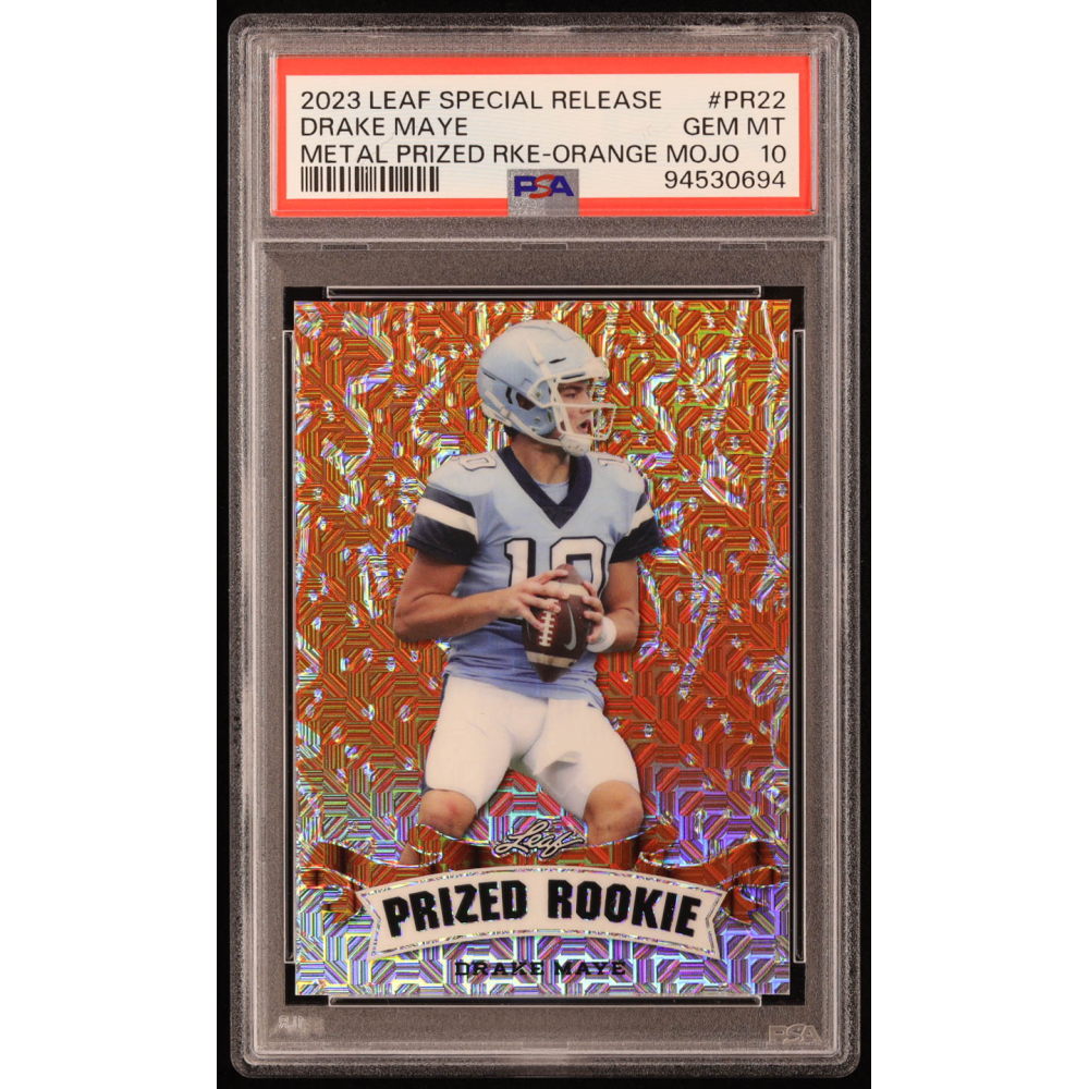 Drake Maye 2023 Leaf Special Release Prized Rookie Mojo Orange #PR22 RC ...