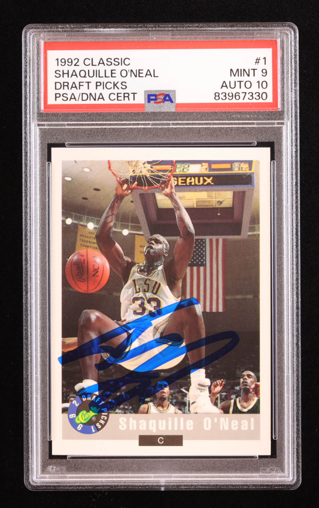 Shaquille O'Neal Signed 1992 Classic Draft Picks #1 RC (PSA 9 ...