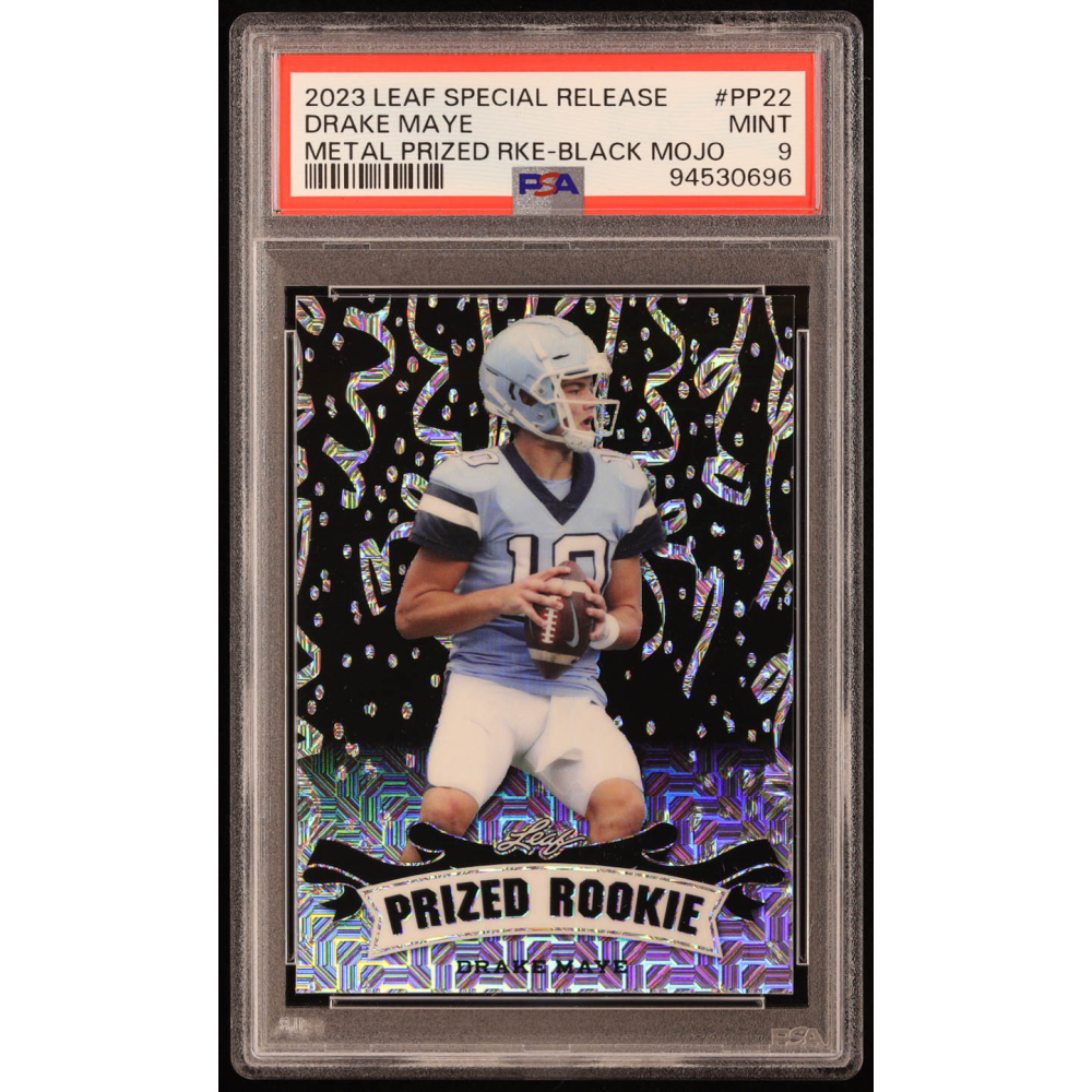 Drake Maye 2023 Leaf Metal Special Release Prized Rookie Mojo Black # ...
