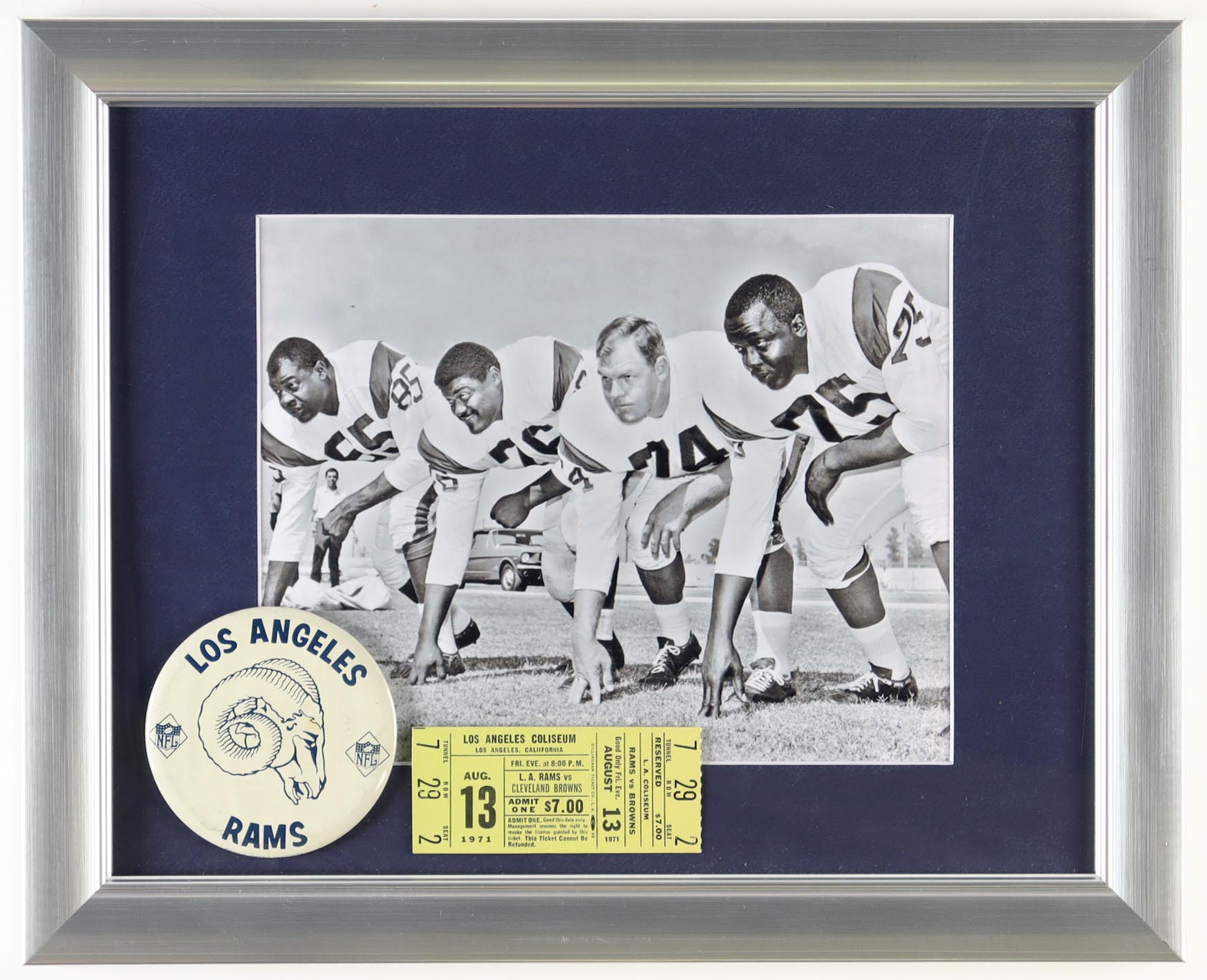 "The Fearsome Foursome" Rams Custom Framed Photo Display With Vintage ...