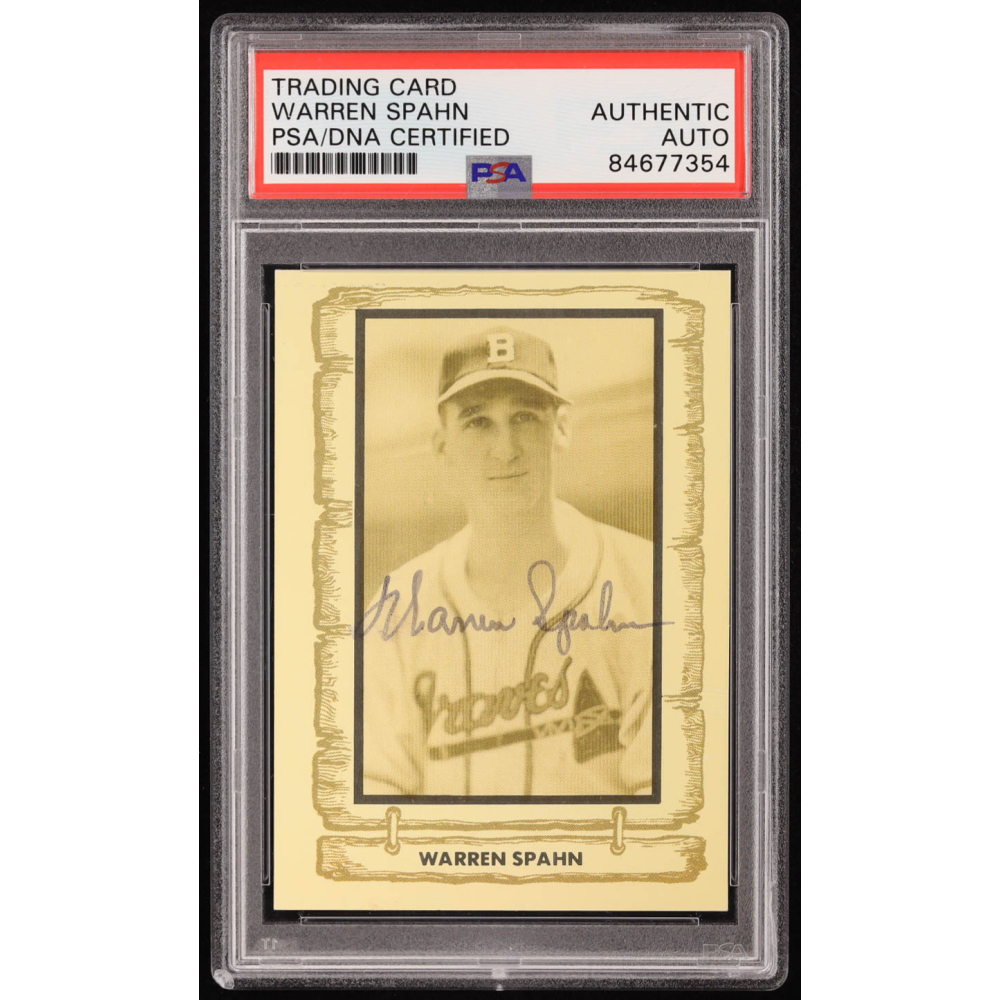 Warren Spahn Signed 1981 Cramer Sports Promotions #57 (PSA) | Pristine ...