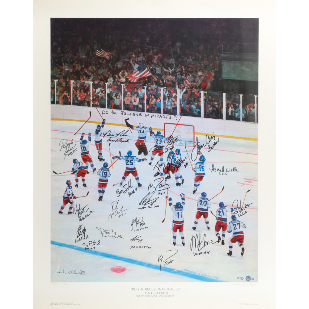 Herb Brooks, Mike Eruzione, Jim Craig | 1980 LE "Miracle on Ice" 26x33 ...