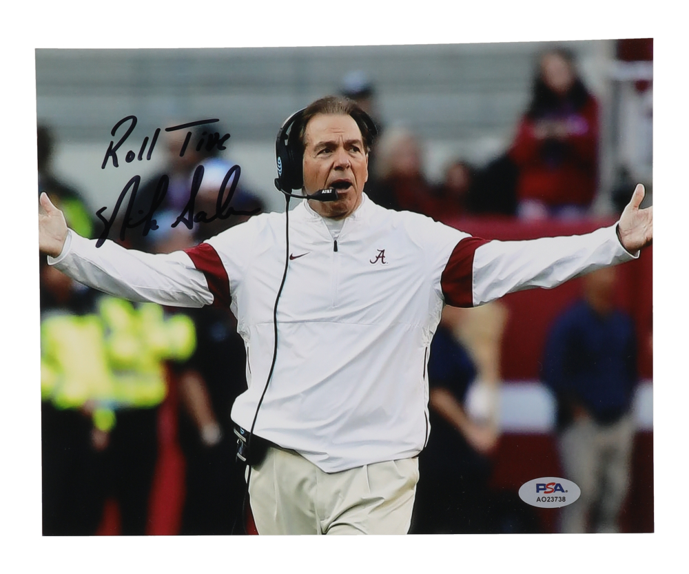 Nick Saban Signed Alabama Crimson Tide 8x10 Photo Inscribed "Roll Tide ...