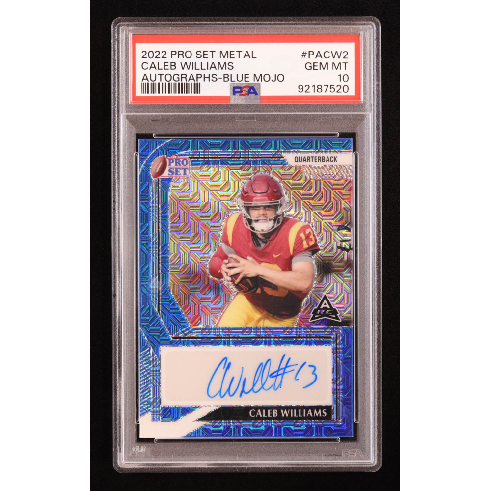 Caleb Williams 2022 Leaf Pro Set Metal Mojo Blue #PACW2 RC #6/20 (PSA ...