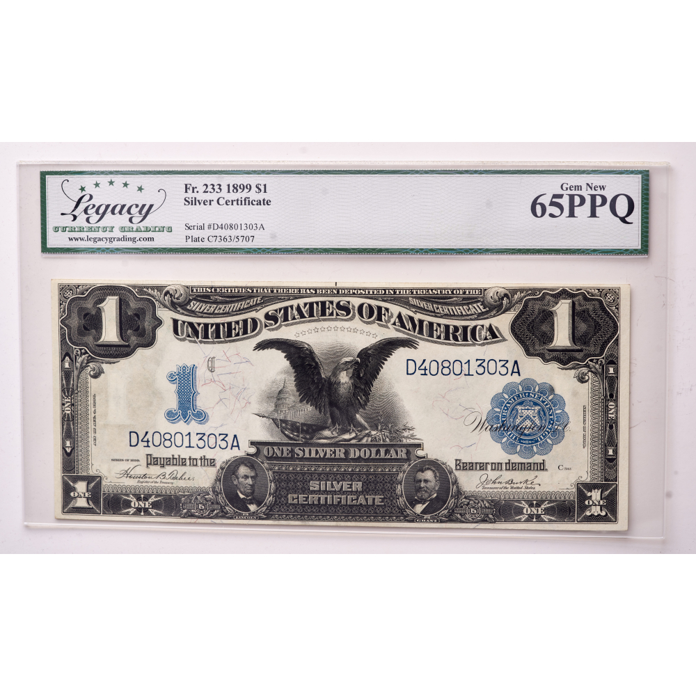 1899 "Black Eagle" $1 Silver Certificate Note Blue Seal, Teehee / Burke ...