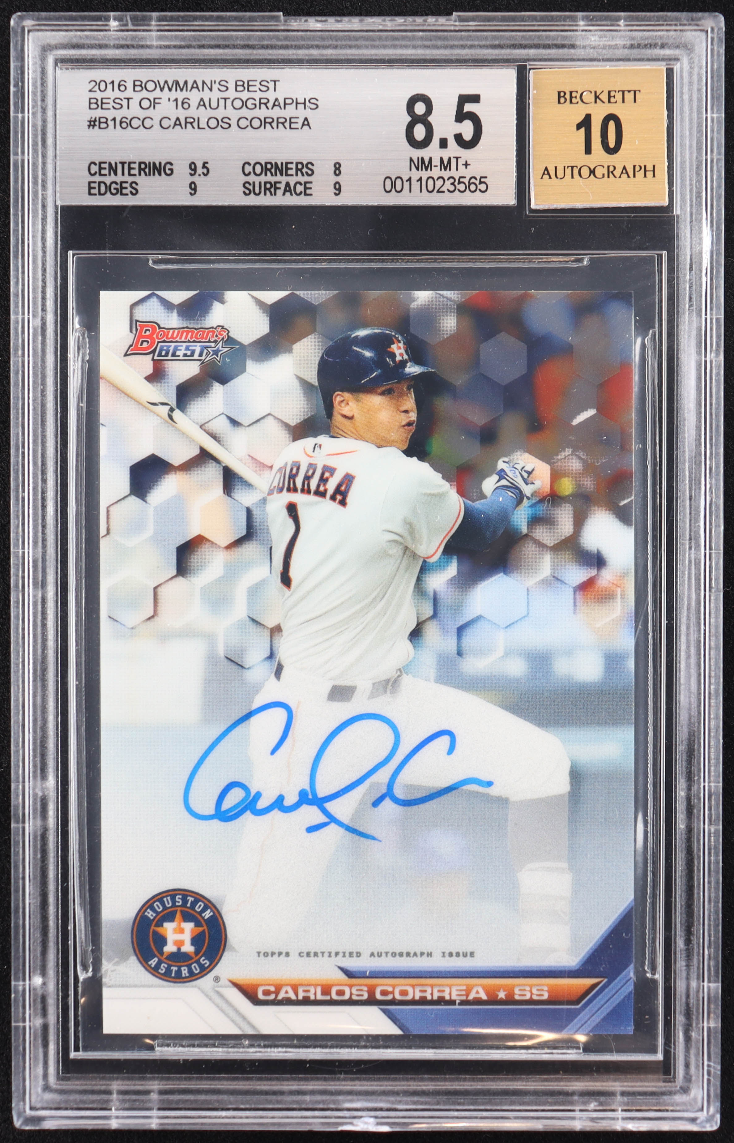 Carlos Correa 2016 Bowman's Best of '16 Autographs #B16CC (BGS 8.5 ...