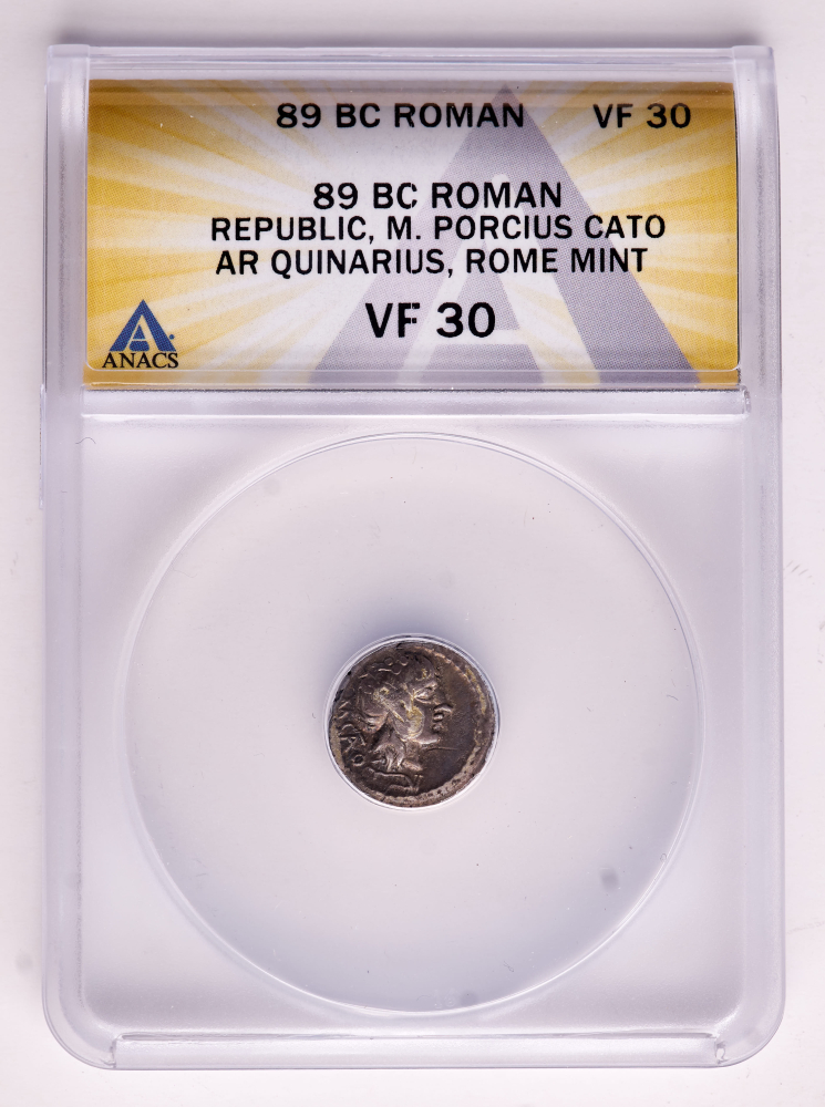 M. Porcius Cato Moneyer 89 B.C. Roman Republic AR Quinarius Ancient ...