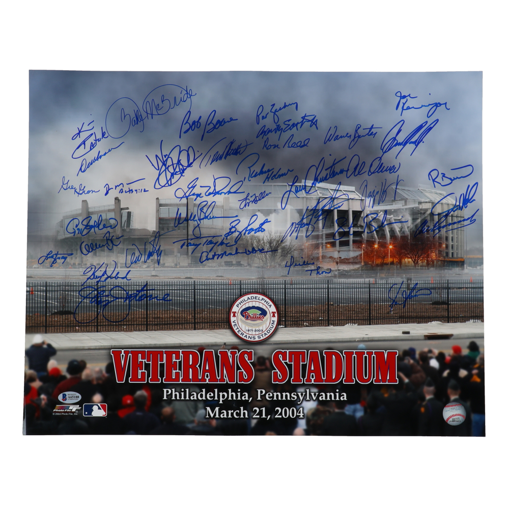 Phillies "Veterans Stadium" 16x20 Photo Signed By (37) with Dickie ...