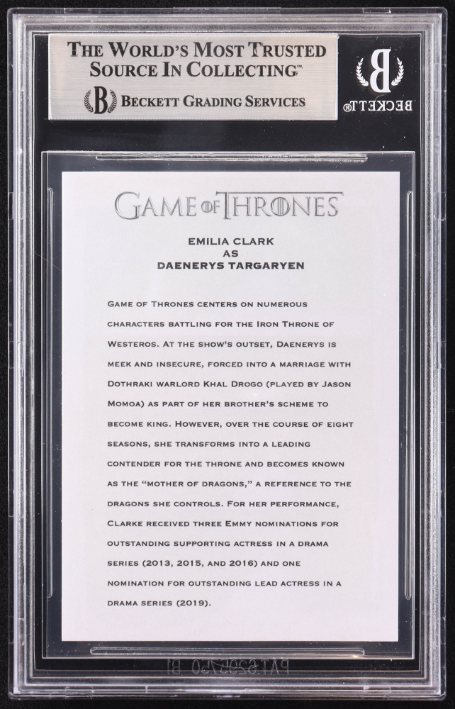 Emilia Clarke Signed "Game of Thrones" Custom Trading Card (BGS ...