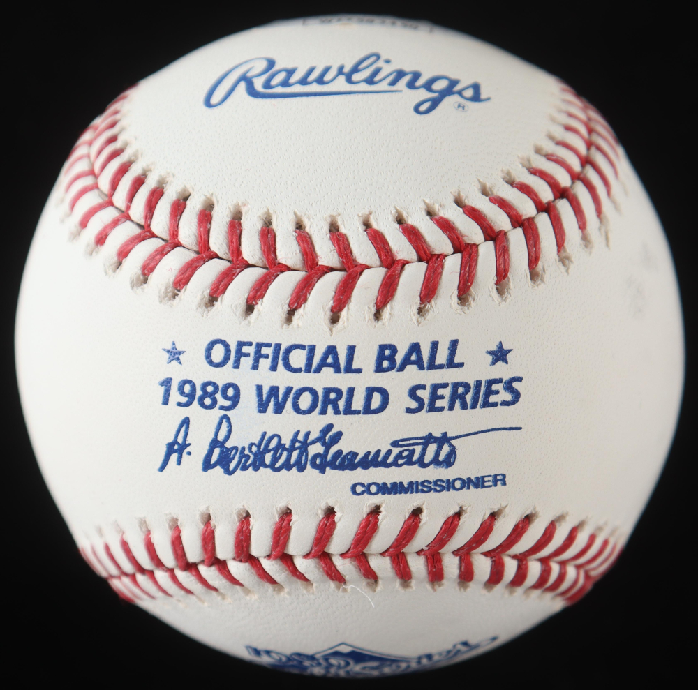 Dave Stewart Signed OML 1989 World Series Logo Baseball Inscribed "89 ...