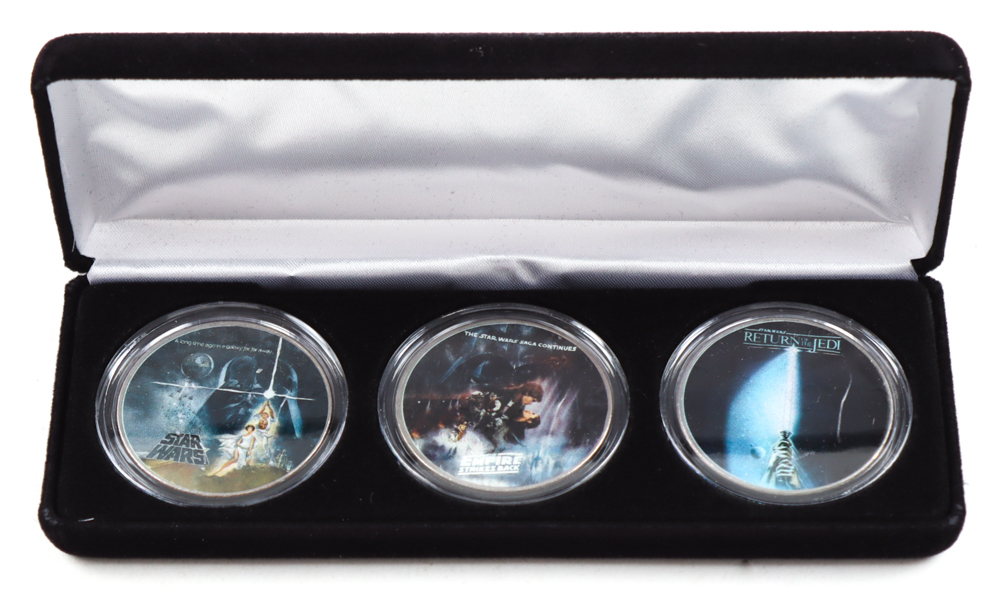 "Star Wars" LE Set of (3) Colorized US Dollar Coins With Display Case ...