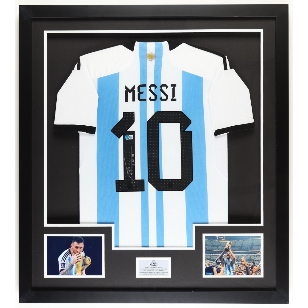 Lionel Messi Signed Team Argentina Custom Framed Jersey Display ...