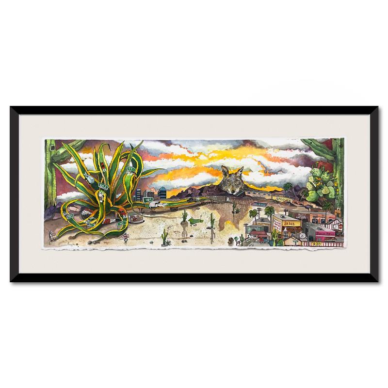 "110 degrees in Arizona" 17x36 Custom Framed Original Watercolor ...