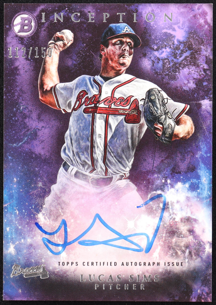 Lucas Sims 2016 Bowman Inception Prospect Autographs Purple #PALS #112/ ...