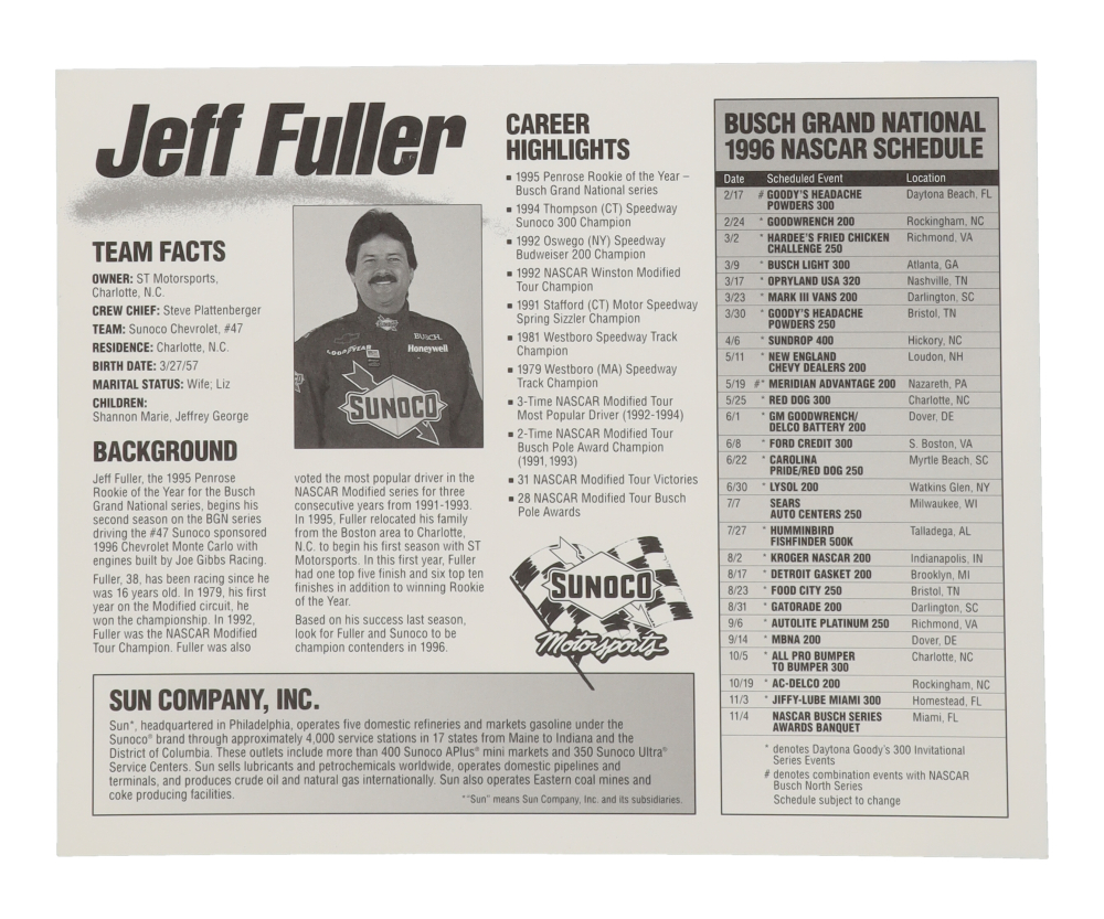 Jeff Fuller Signed NASCAR 8x10 Photo (Beckett) | Pristine Auction