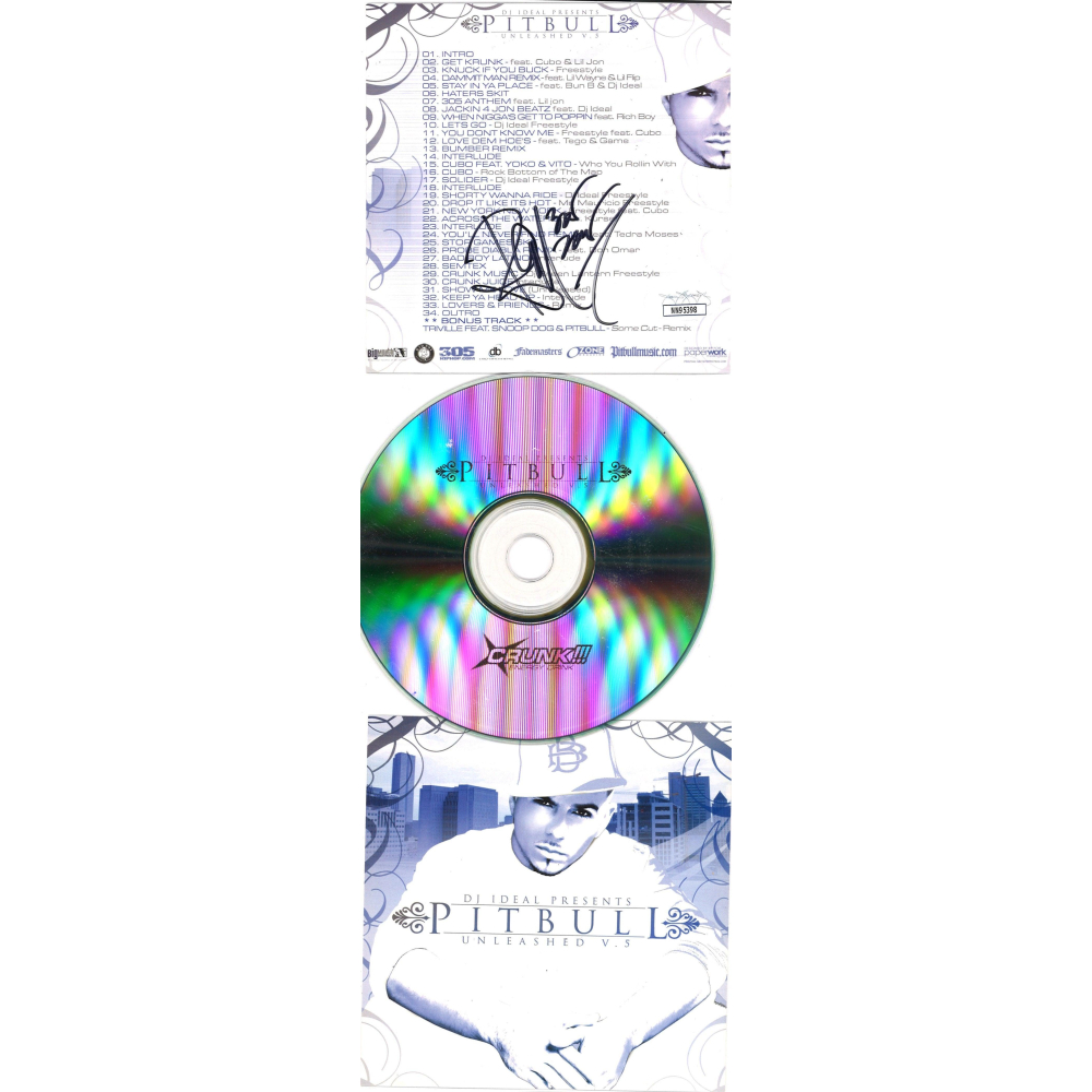 Pitbull Signed "DJ Ideal Presents Pitbull Unleashed V.5" CD Cover (JSA ...