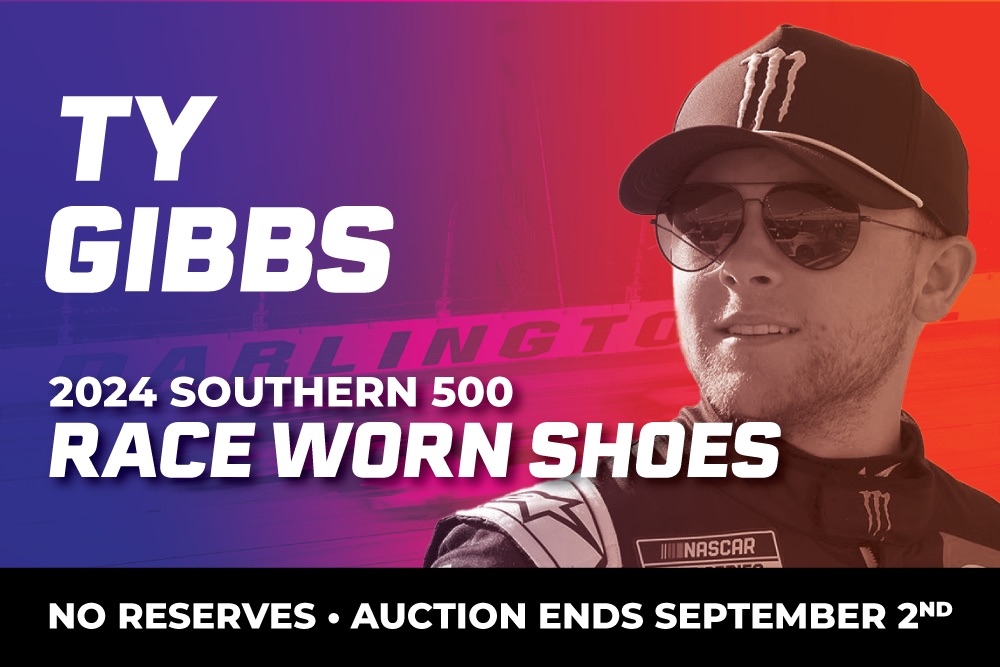 Ty Gibbs Signed 2024 NASCAR Southern 500 Race-Worn Shoes (PA ...