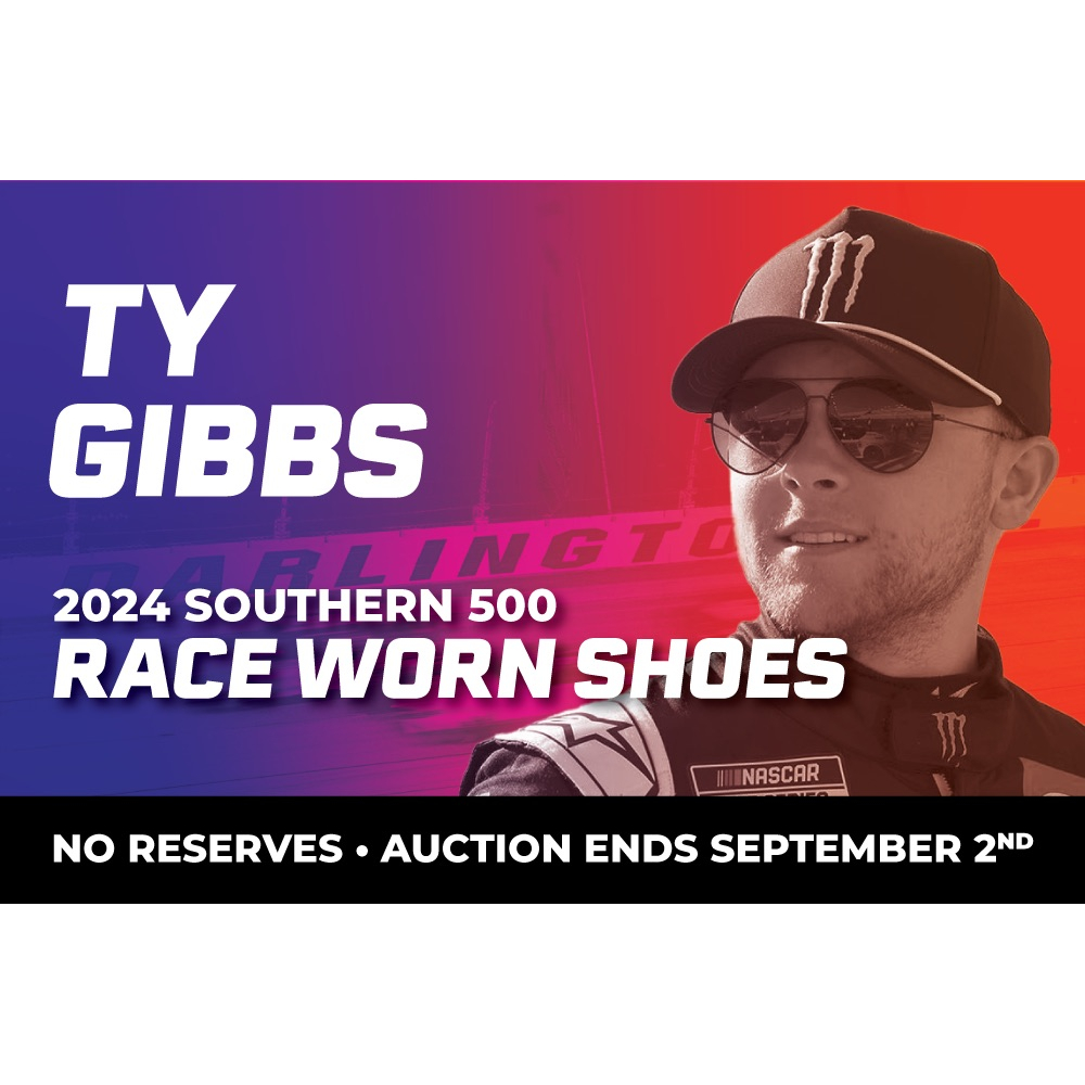 Ty Gibbs Signed 2024 NASCAR Southern 500 Race-Worn Shoes (PA ...