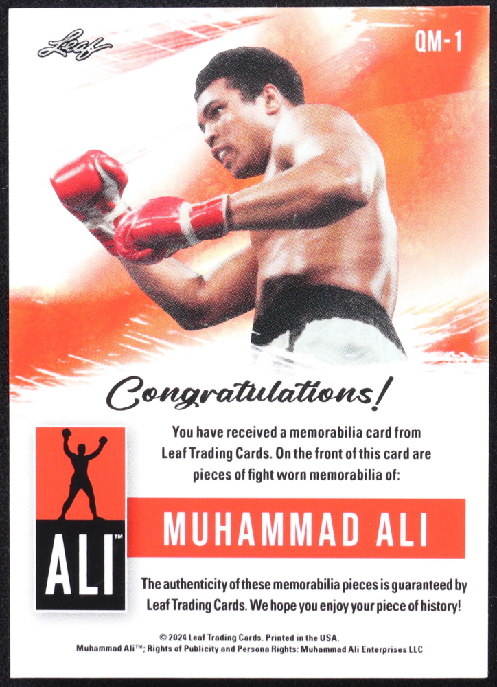 Muhammad Ali 2024 Leaf Muhammad Ali Legacy Collection Quad Memorabilia ...