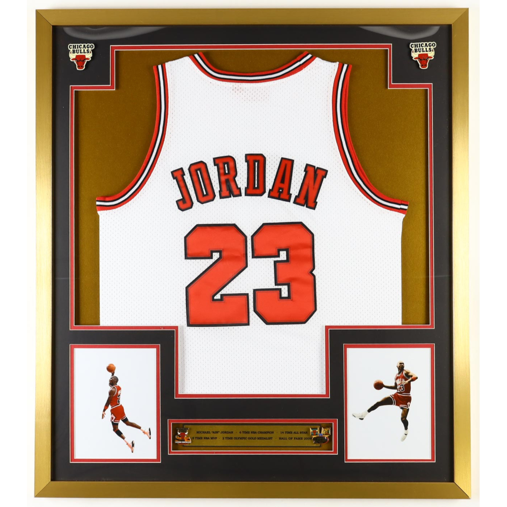 Michael Jordan Custom Framed Jersey Display With 1996 Conference ...