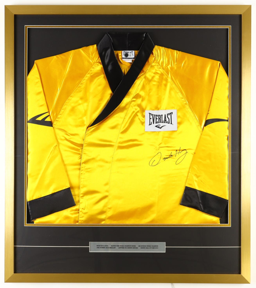 Oscar De La Hoya Signed Custom Framed Everlast Robe Display (Beckett ...