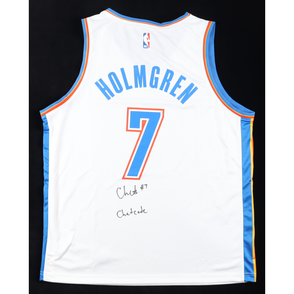 Chet Holmgren Signed Thunder Jersey Inscribed "Chet Code" (Beckett ...