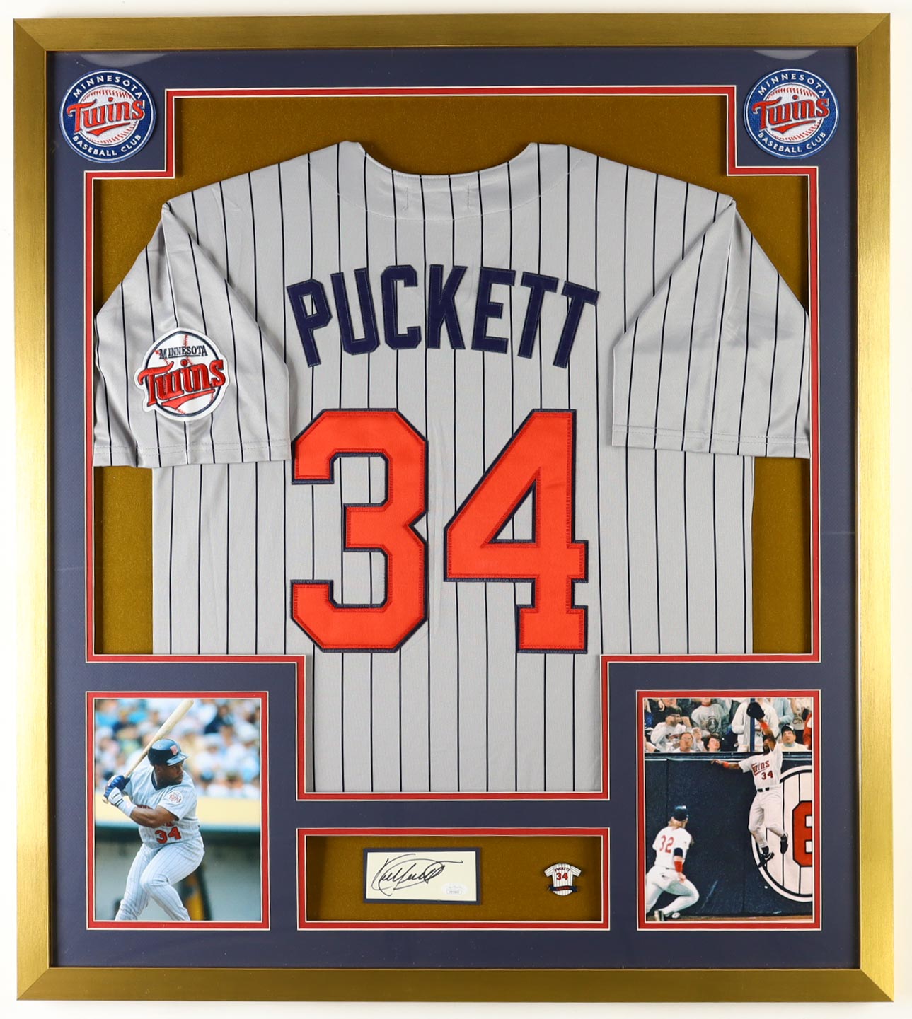 Kirby Puckett Signed Browns Custom Framed Cut Display with Jersey ...
