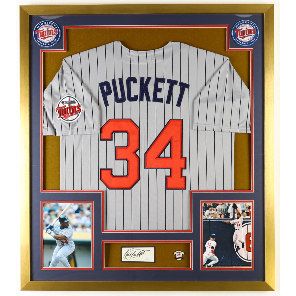 Kirby Puckett Signed Browns Custom Framed Cut Display with Jersey ...