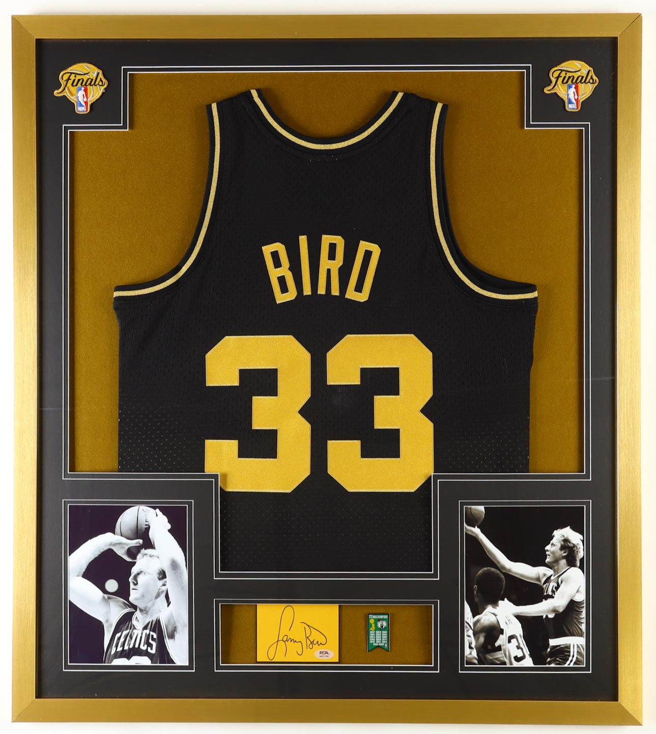 Larry Bird Signed Custom Framed Cut Display With Jersey, 17x NBA ...