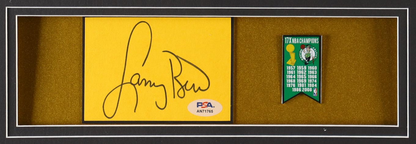Larry Bird Signed Custom Framed Cut Display With Jersey, 17x NBA ...
