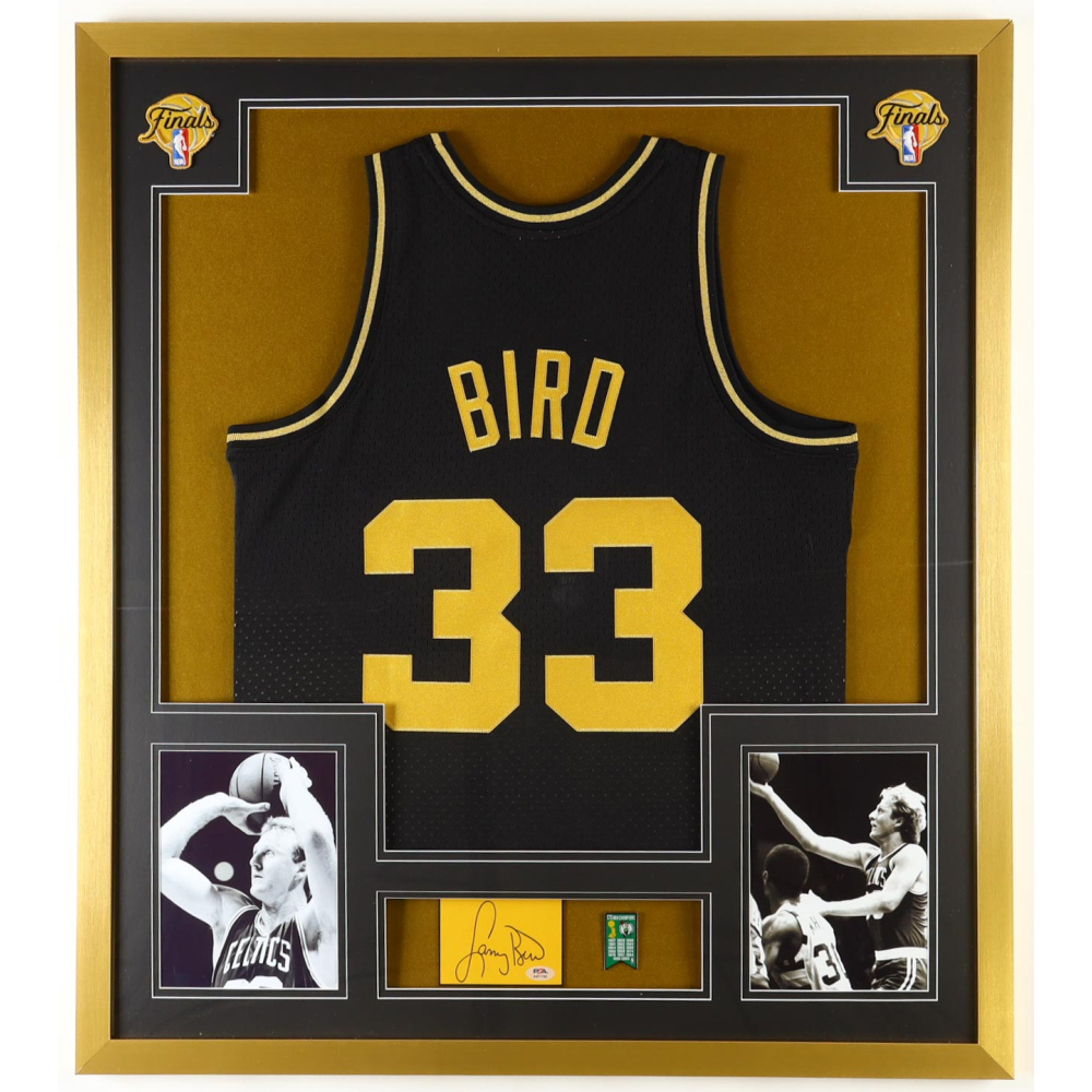 Larry Bird Signed Custom Framed Cut Display With Jersey, 17x NBA ...