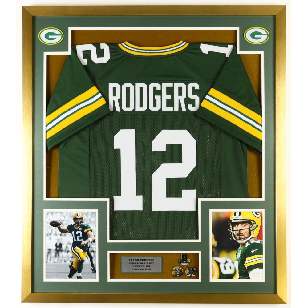 Aaron Rodgers Custom Framed Jersey Display With Official Super Bowl XLV ...