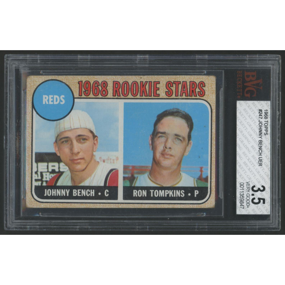 Johnny Bench / Ron Tompkins 1968 Topps #247B Rookie Stars RC (BVG 3.5 ...