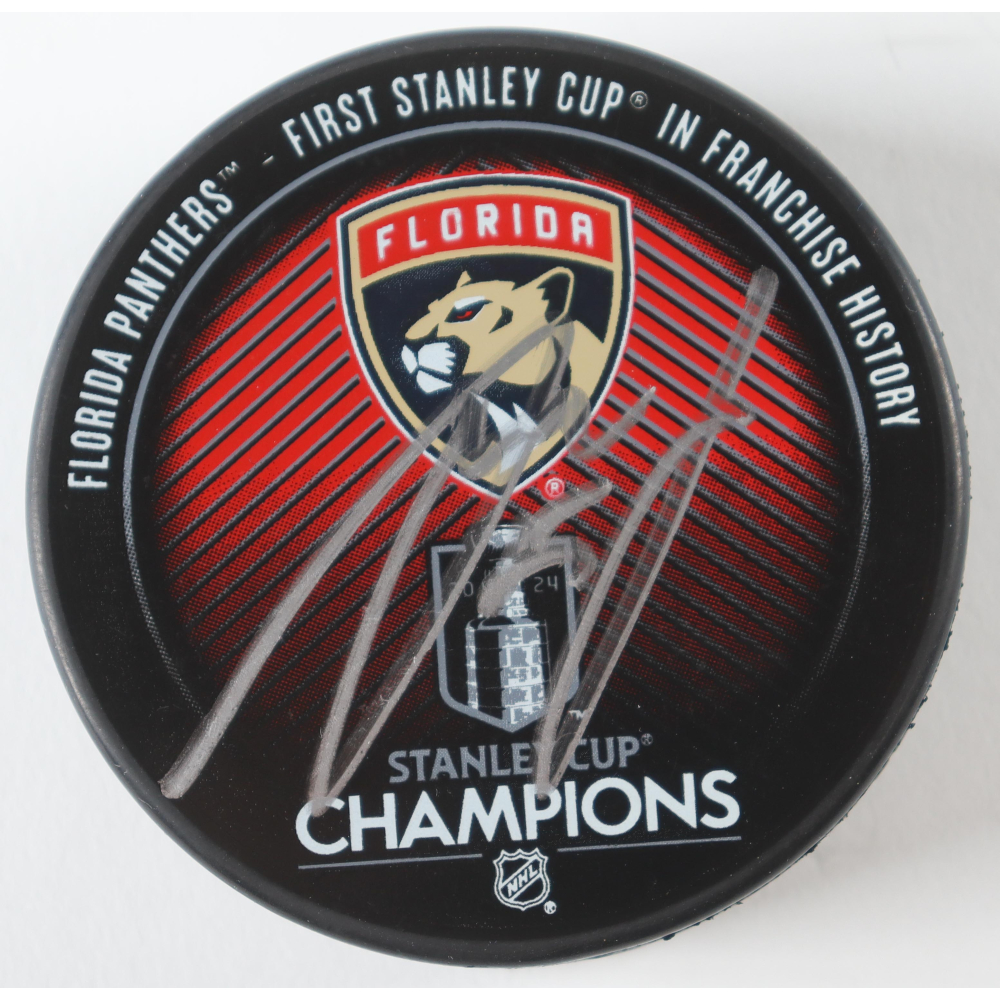 Anton Lundell Signed Panthers Stanley Cup Champions Logo Hockey Puck ...