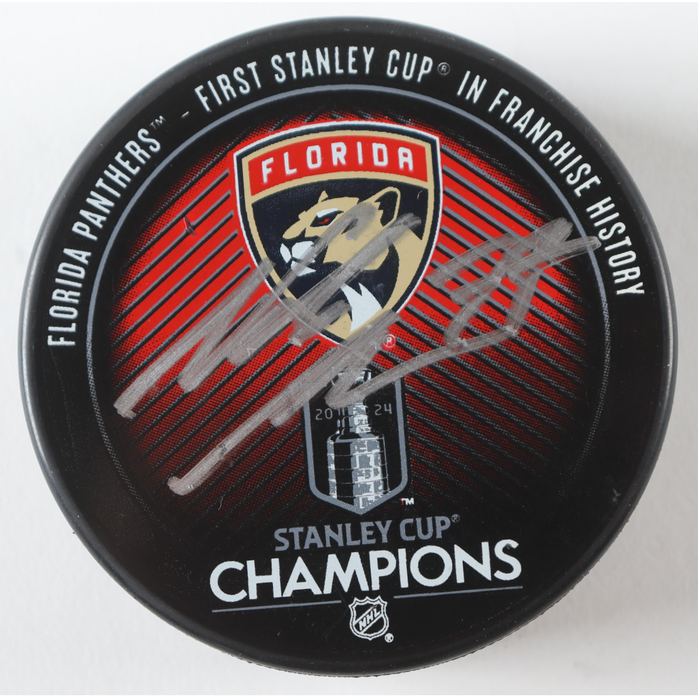Niko Mikkola Signed Panthers Stanley Cup Champions Logo Hockey Puck ...