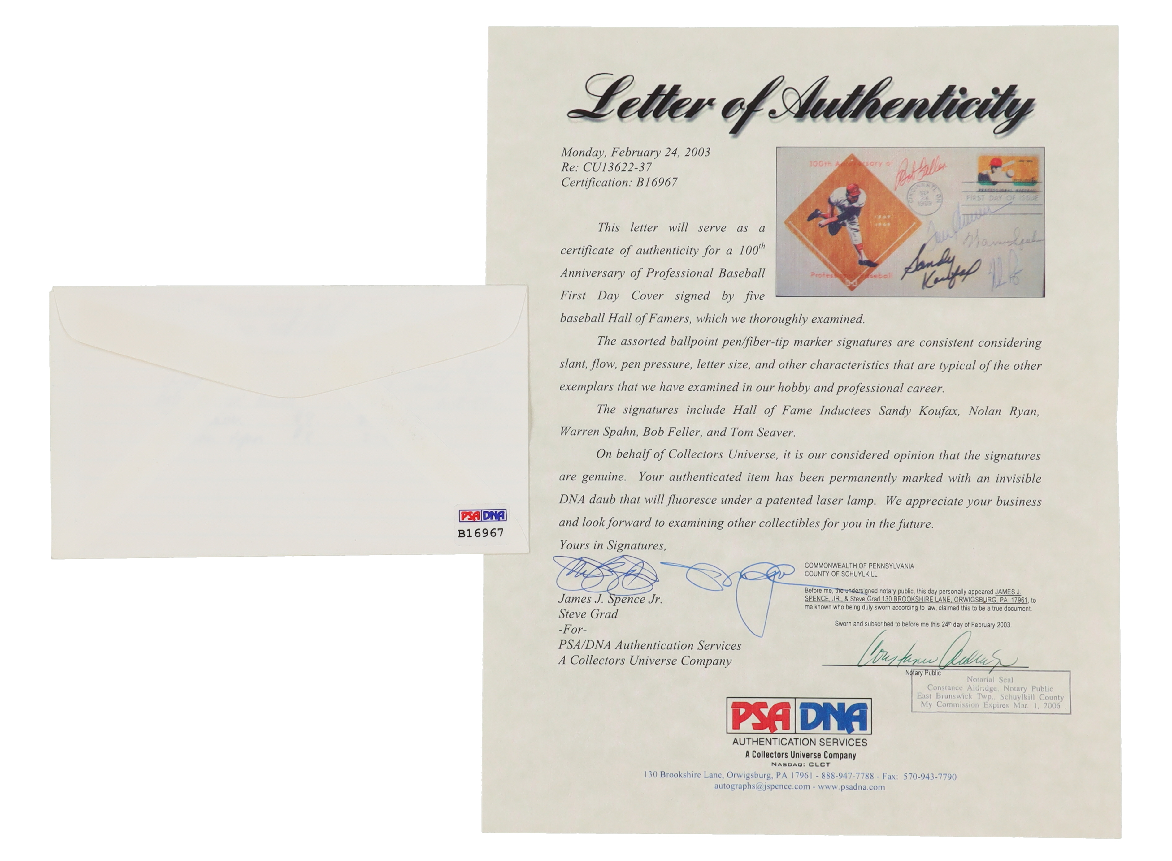"100th Anniversary of Professional Baseball" 1969 FDC Envelope Signed ...