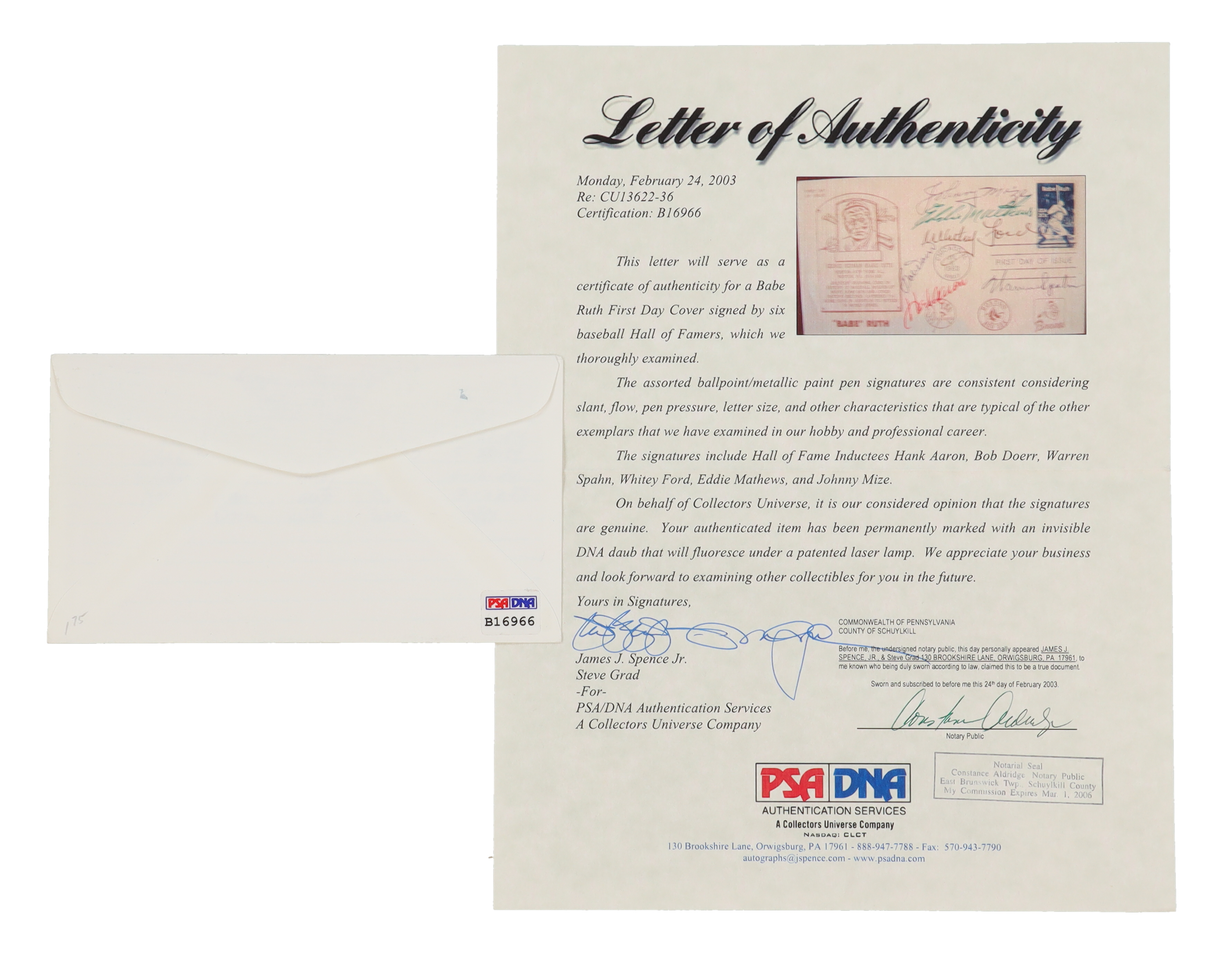 "Babe Ruth" 1983 FDC Envelope Signed By (6) With Hank Aaron, Bob Doerr ...