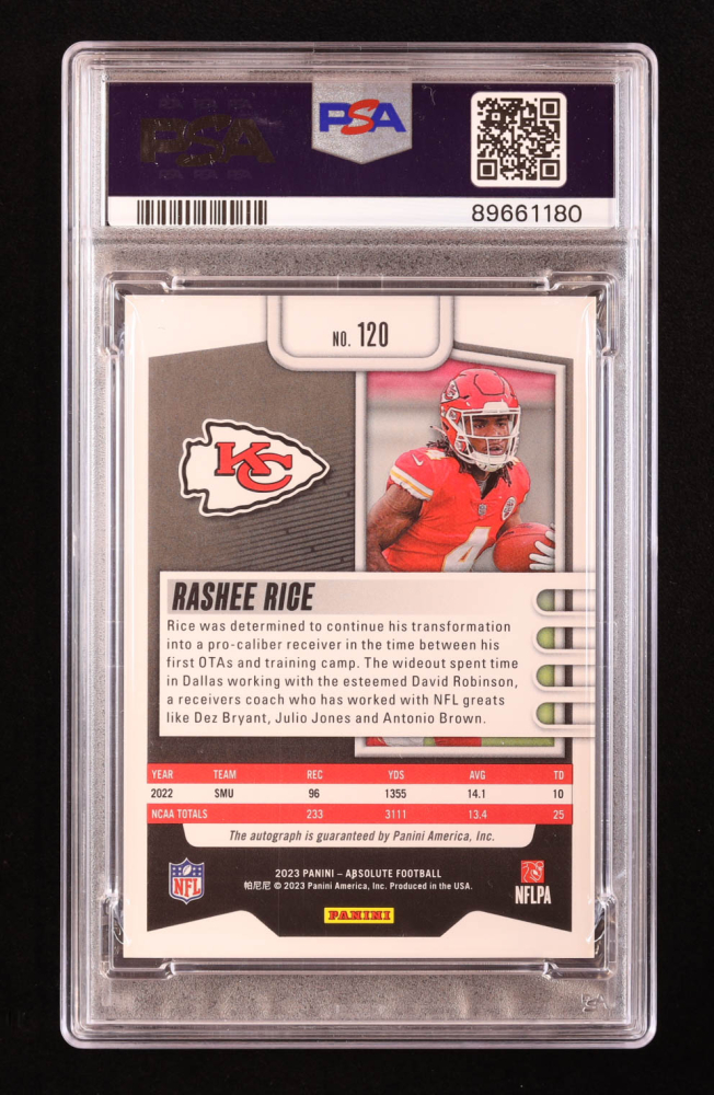 Rashee Rice 2023 Absolute Signatures Spectrum Blue #120 RC #33/50 (PSA ...