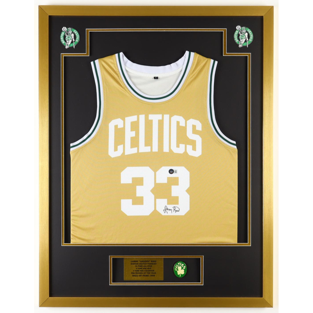 Larry Bird Signed Celtics Special Edition Gold Jersey Custom Framed ...