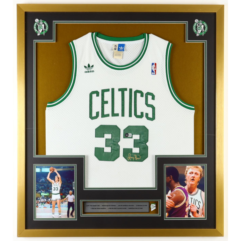 Larry Bird Signed Celtics Vintage Adidas Jersey Custom Framed Display ...