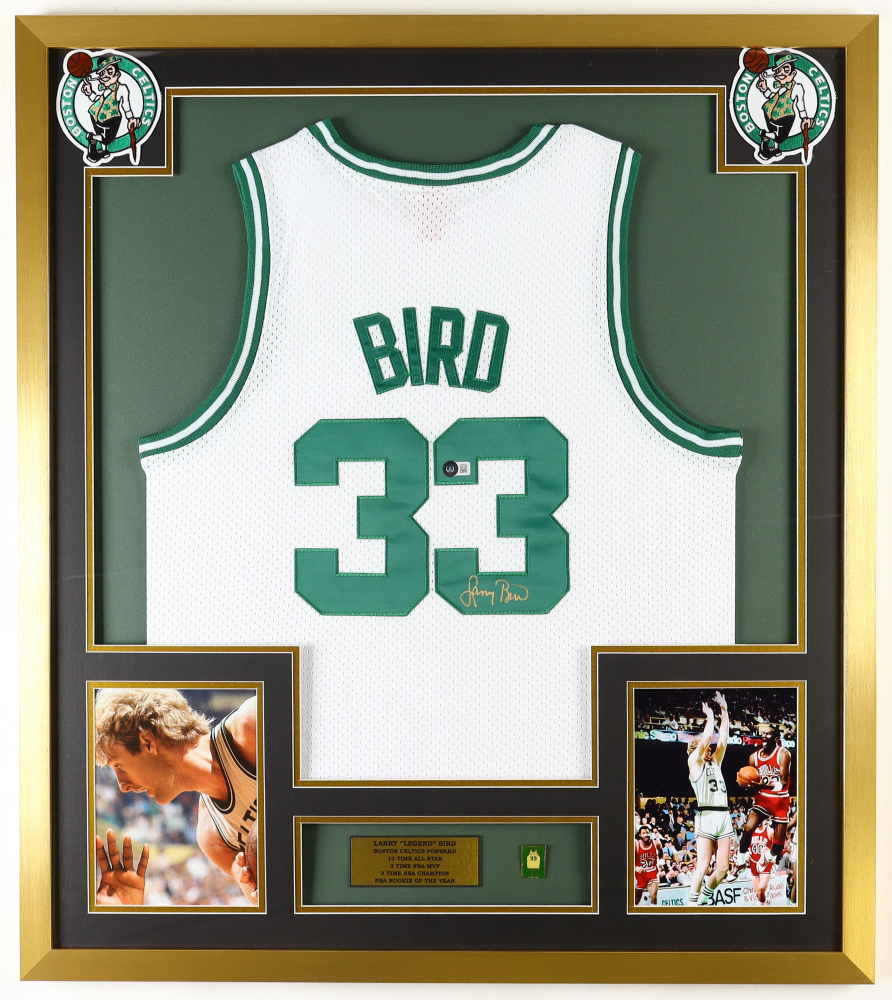 Larry Bird Signed Vintage Jersey Custom Framed Display with (2) Team ...