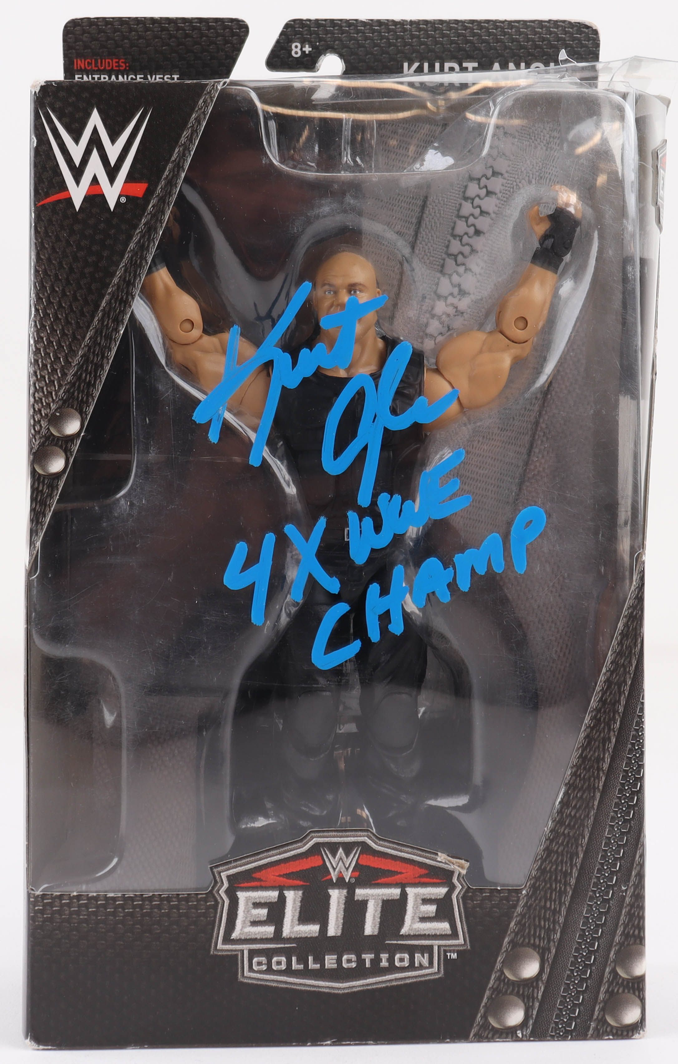 Kurt Angle Signed "WWE Elite Collection" Vinyl Figure Inscribed "4x WWE ...