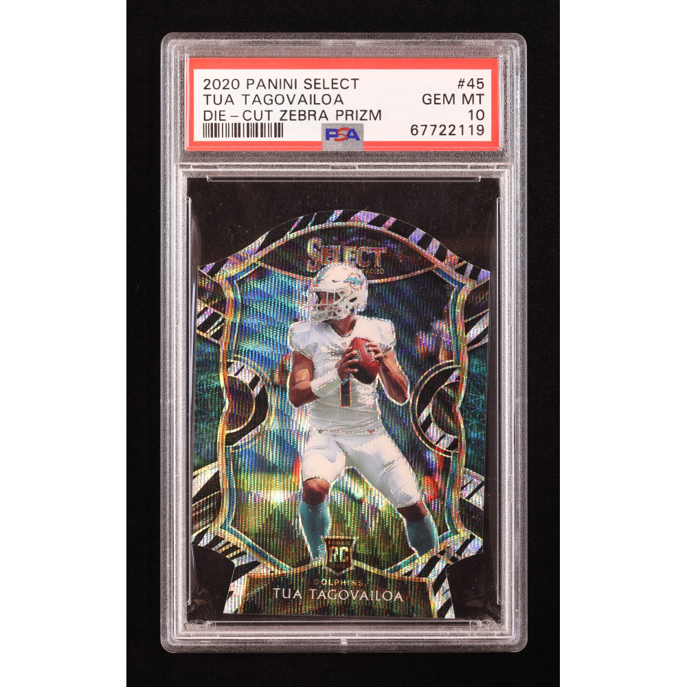 Tua Tagovailoa 2020 Select Die-Cut Zebra Prizm #45 RC (PSA 10 ...