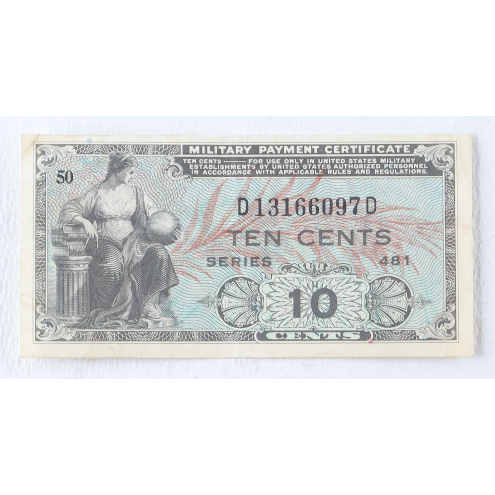 1951-54 U.S. Military .10¢ Payment Certificate, Series 481 | Pristine Auction