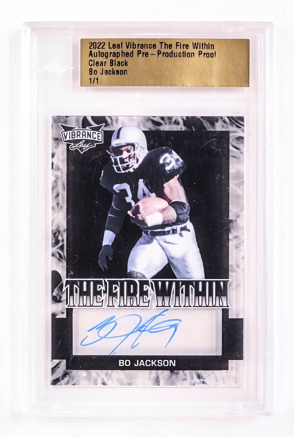Bo Jackson 2022 Leaf Vibrance The Fire Within Clear Black Autograph Pre ...