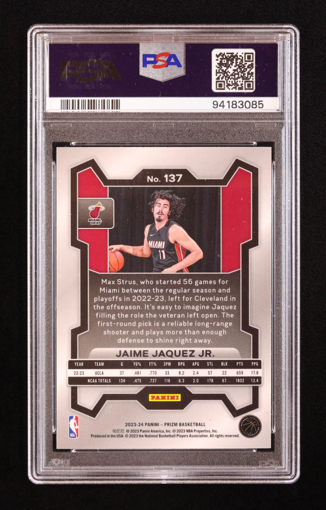 Jaime Jaquez Jr. 2023-24 Panini Prizm #137 RC (PSA 10) | Pristine Auction