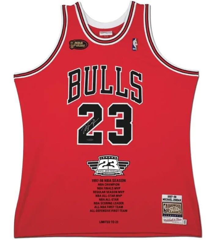 Michael Jordan Signed LE Bulls Mitchell & Ness 25th Anniversary Jersey with 1997-98 Bulls NBA ...
