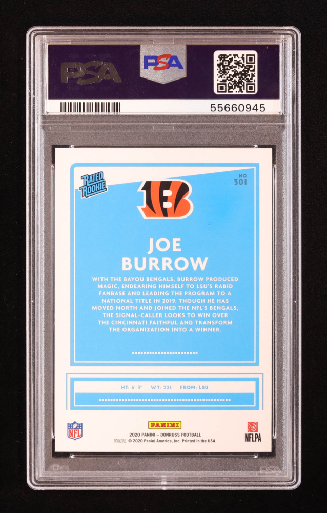 Joe Burrow 2020 Donruss #301 RR RC (PSA 10) | Pristine Auction